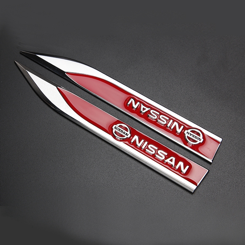 2Pcs Car Side Emblem Decal Sticker Blade Leaf Fender Label 3D Metal ...