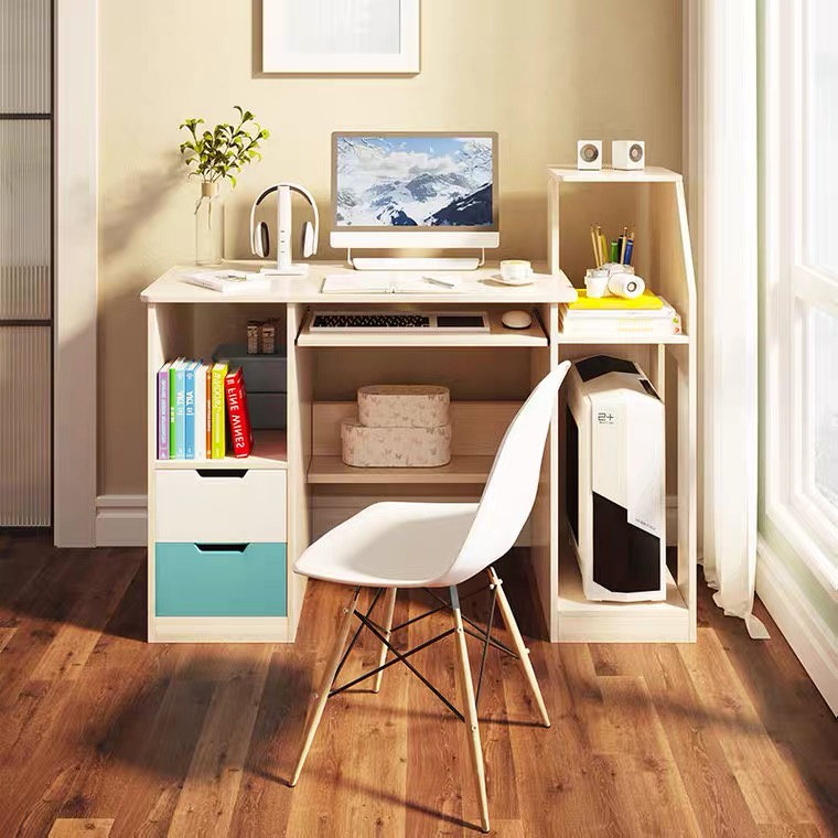KAMER Computer Desk Desktop Home Study Desk Bookshelf Combination ...