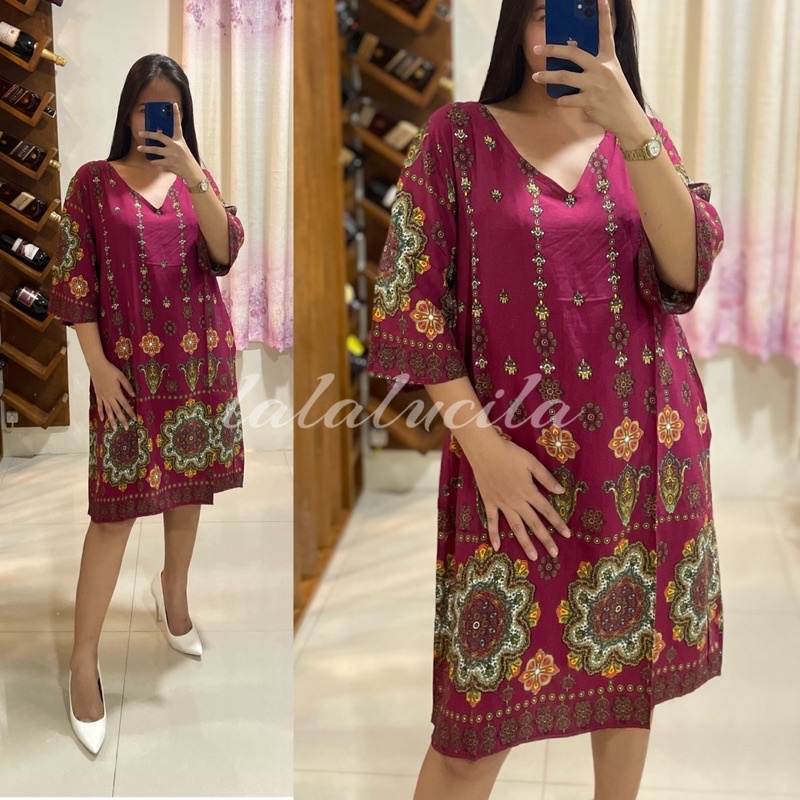 SALE - Plus Size Mira Senepa Straight Linen Dress L - 2XL | Shopee ...