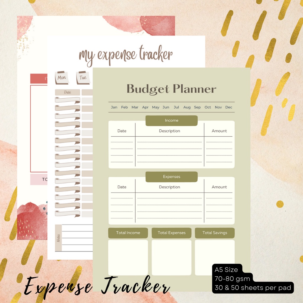 Expense Budget Tracker/Budget Notepad / Memo Pad in A5 Size Terable ...