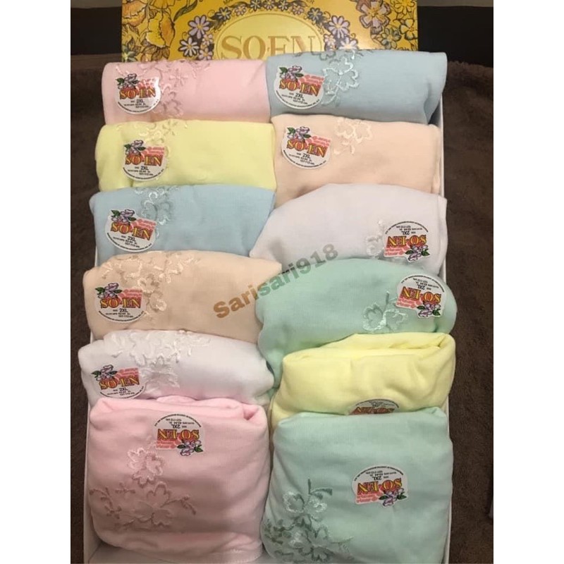 SOEN full panty Box of 12 pieces assorted color in a box | Shopee ...
