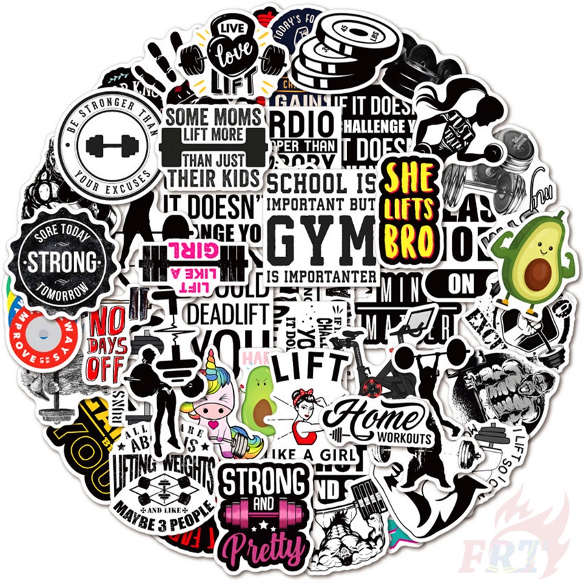 50Pcs/Set GYM Fitness Slang Series 01 Stickers Waterproof DIY Fashion ...