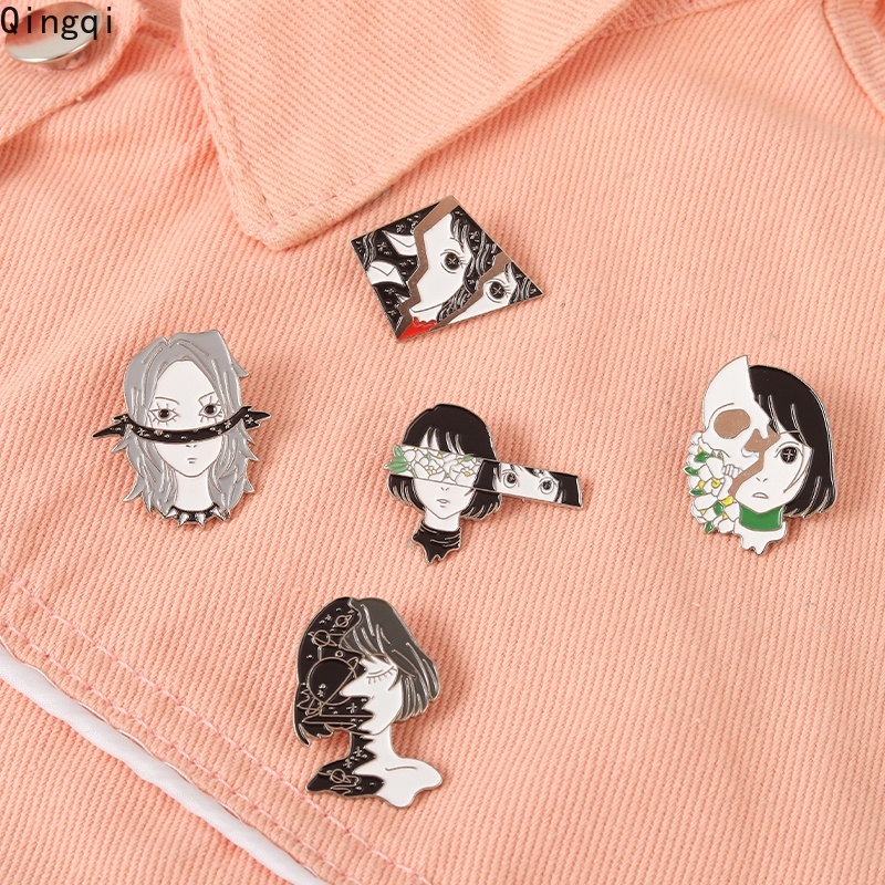 Anime Face Girl Enamel Pins Punk Girl Brooch Badges Clothes Lapel Pin ...