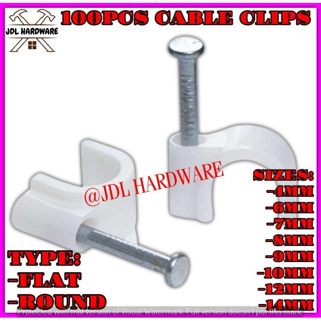 1814 100PCS WHITE CABLE CLIPS PVC NAIL CABLE WIRE CLIP WALL HANGING CLAMP C CLAMP | Shopee ...