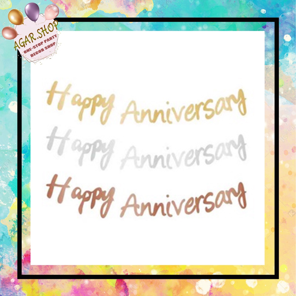 AGAR.SHOP Cursive Happy Anniversary Cursive Gold Silver RoseGold Banner ...