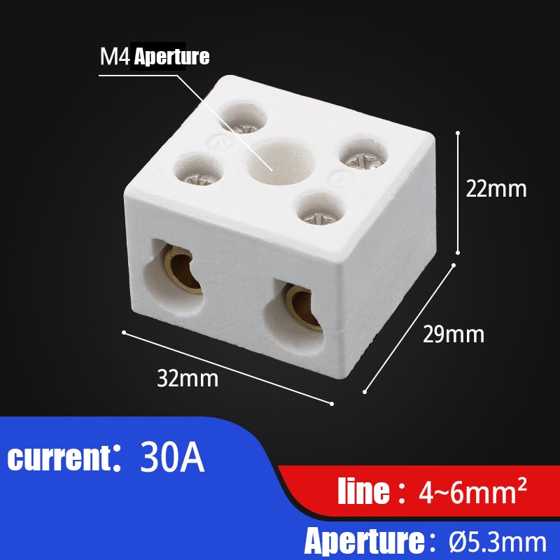 2 Way Ceramics Terminal Blocks,30A 60A 100 A 220V High Temp Porcelain ...
