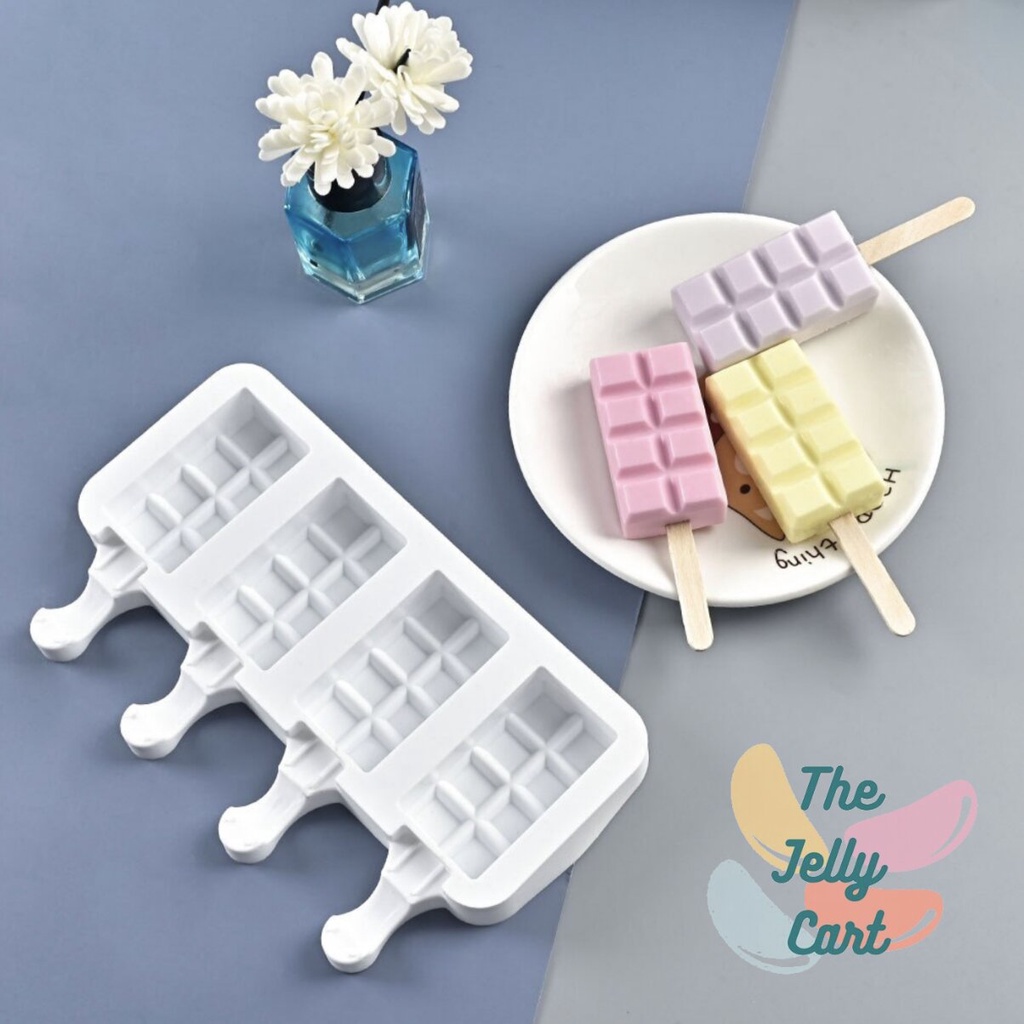 4-cavity Choco Bar Popsicle Silicone Molder Cakesicle Ice Cream ...