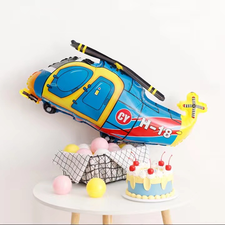 32 inches Airplane theme Blue helicopter Happy birthday party ...