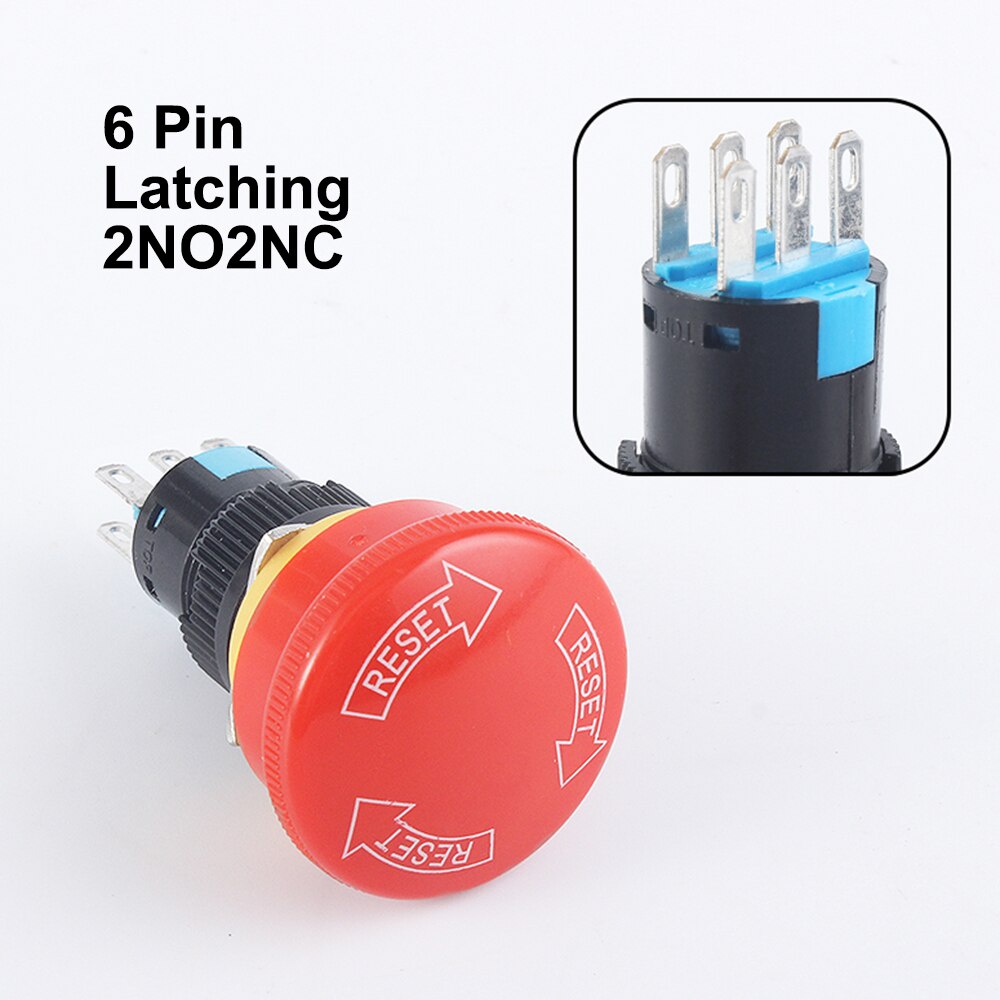 30mm Mushroom emergency stop 16mm e-stop switch 3/6 pins 1NO1NC/2NO2NC ...