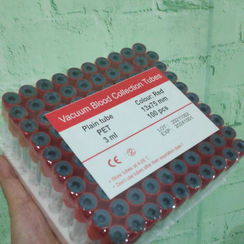 Red Top Plain Plastic tubes 3mL 100's per tray | Shopee Philippines
