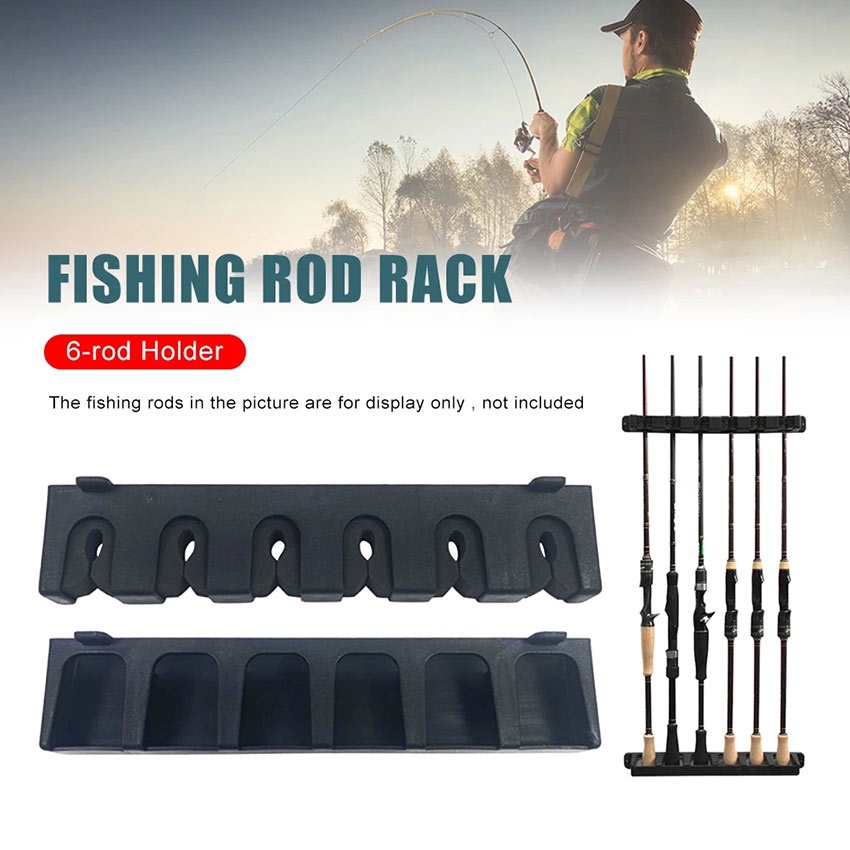 1 Pair Fishing Rod Holder Stand Kit 6 Holes Black ABS Plastic ...