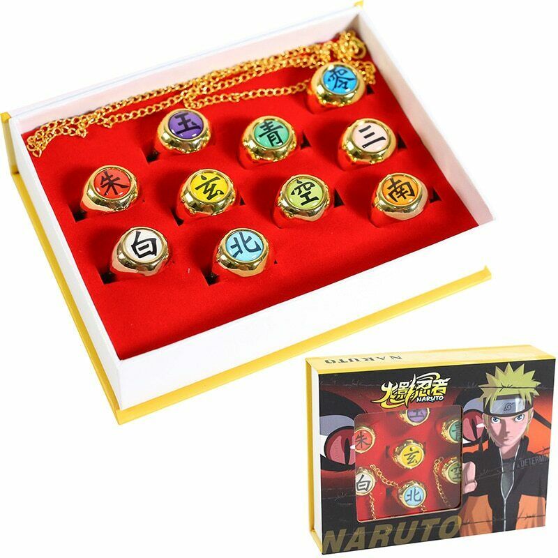 10PCS SET Naruto Metal Rings Action Figure Cosplay Akatsuki Sasori ...