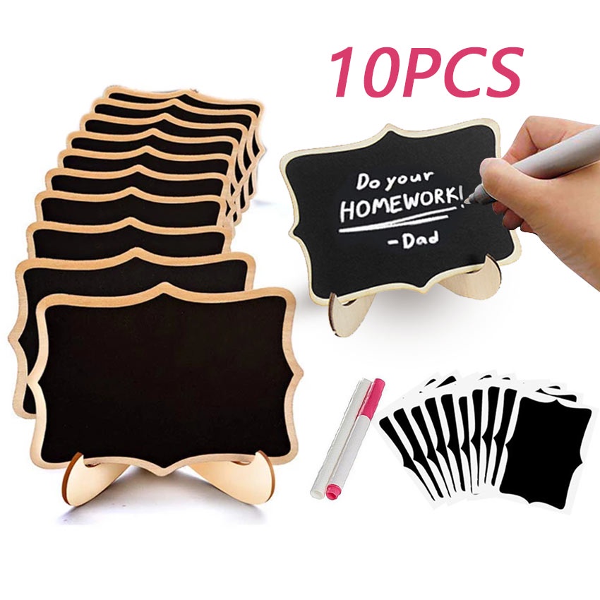 10Pcs/Set MINI Small Blackboard Chalkboard Wooden Message Chalk Board ...