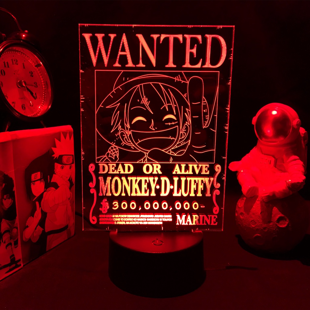 Aniem One Piece Monkey D. Luffy 3d night light for Bedroom Decoration ...