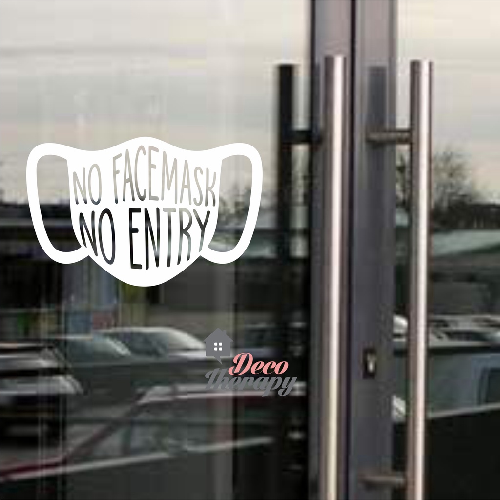 No Face Mask No Entry Sign Wall Sticker New Normal Protocol Decotherapy ...