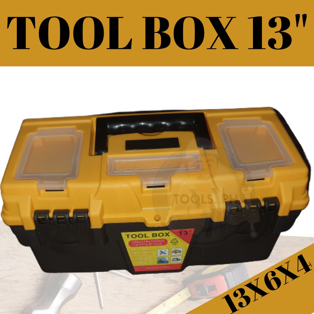 Unlitools Tool Box 13" Durable 13X6X4 2 Layer Tool Box 1 Main Tool Box ...