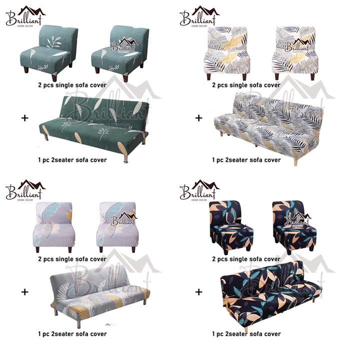 Set（3pcs）3in1 Clara Set Cover Armless Sofa Cover 2 Single & 1 2seater ...