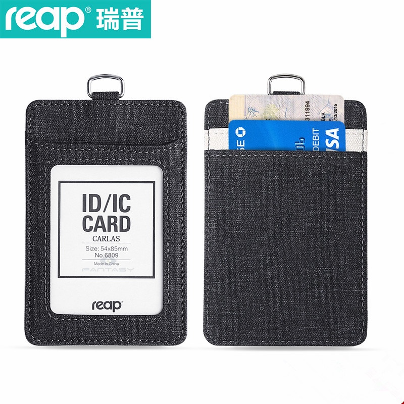 REAP High-Quality PU Cloth ID Card Holder with Neck Lanyard and 3 Slot ...