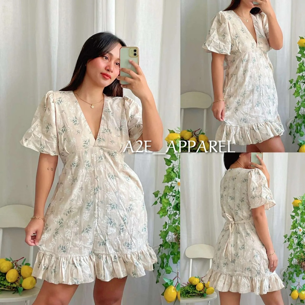 Darling Eyelet Dress with Lining Filipiniana Inspired Sleeves | Shopee ...