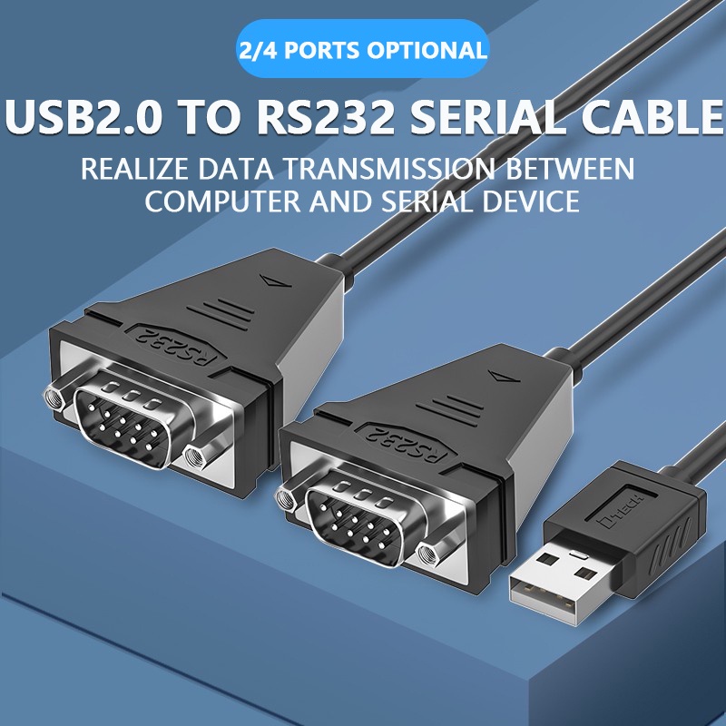 USB To RS232 Dual Serial Port DB9 Pin Male Nut RS232 One For Two ...