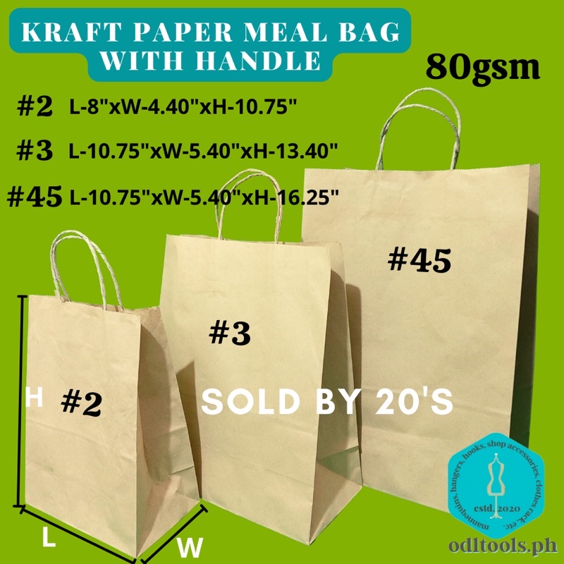 20pcs Kraft Paper Meal Bag with Handle | Shopee Philippines