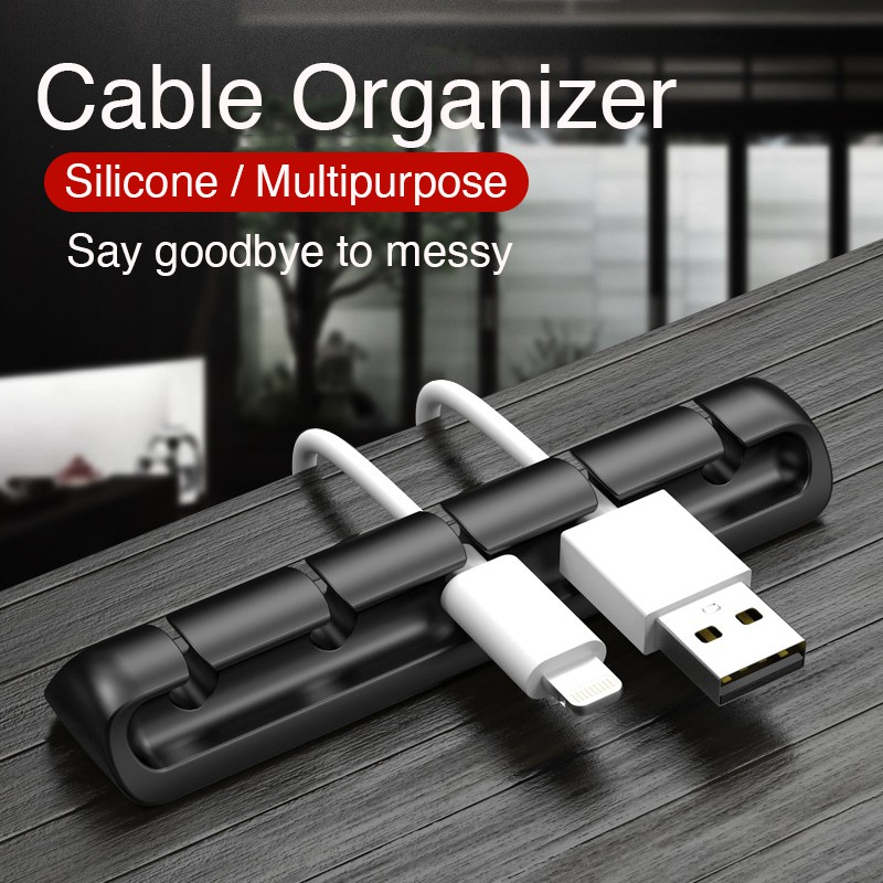 Cable Organizer Silicone Soft Table Organizer Manager with 3M Glue ...