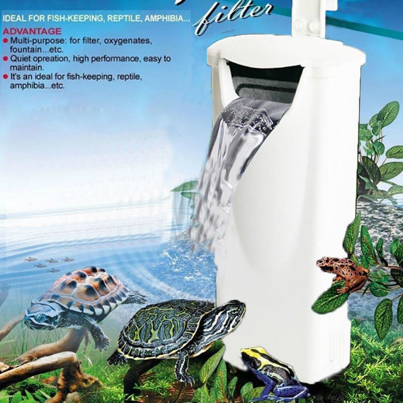 220V 3W Waterfall Aquarium Fitler Turtle Fish Tank Low Water Level ...