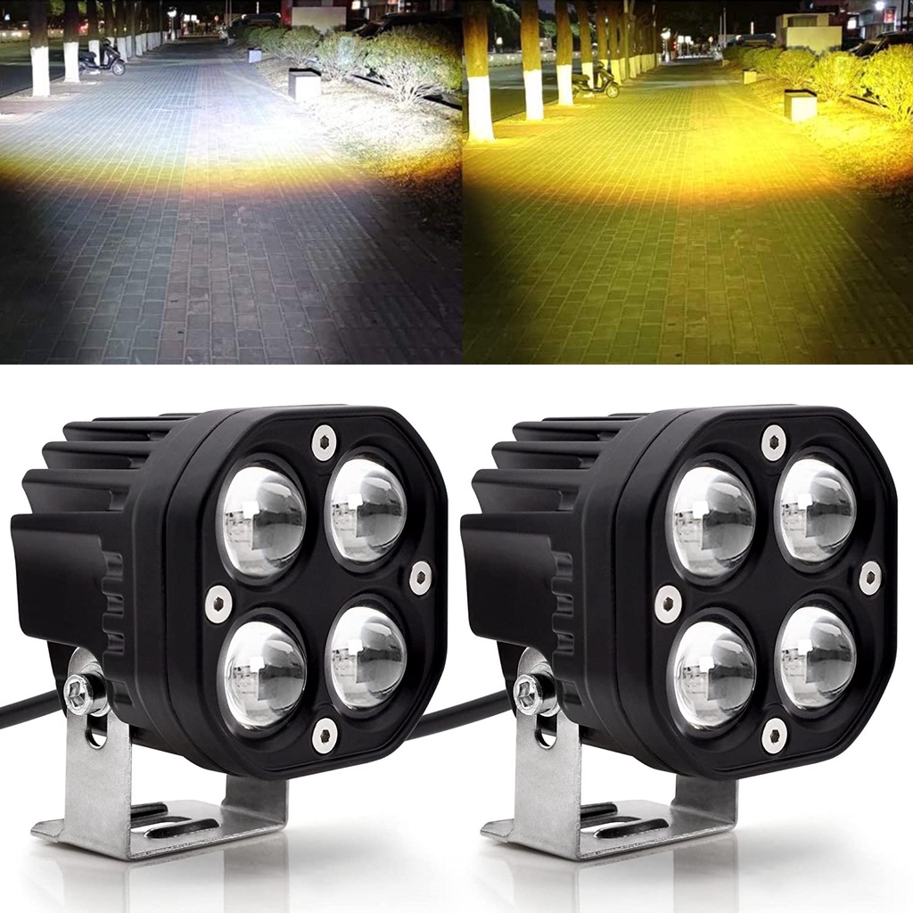 2Pcs 3 Inch 80W Dual Color LED Pods Spot Beam LED Work Light Off Road Driving Light Bar ...