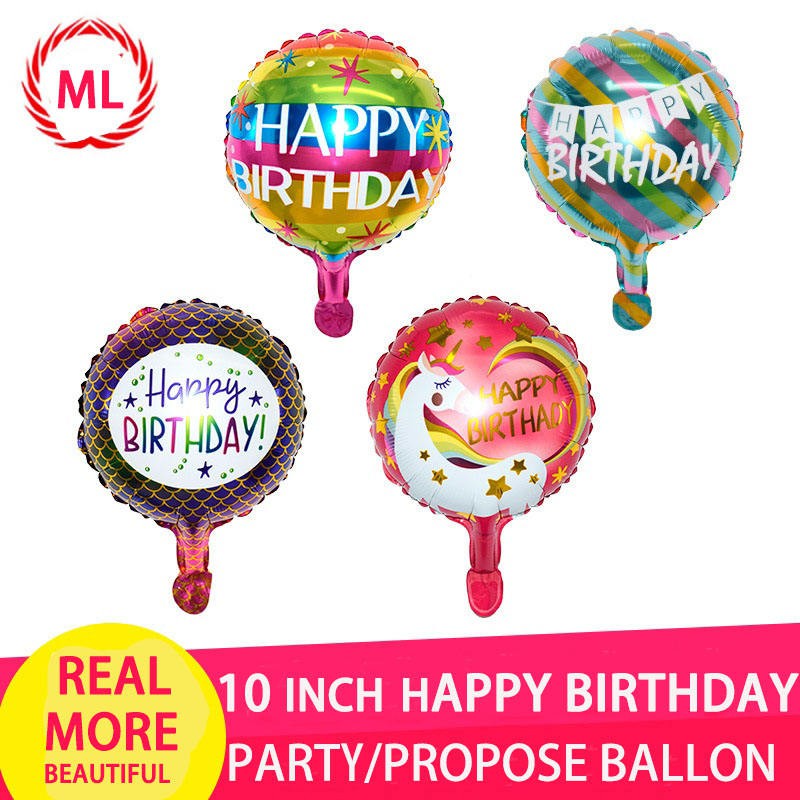 10pcs 10 Inch Happy Birthday Foil Balloon Birthday Party Decoration ...