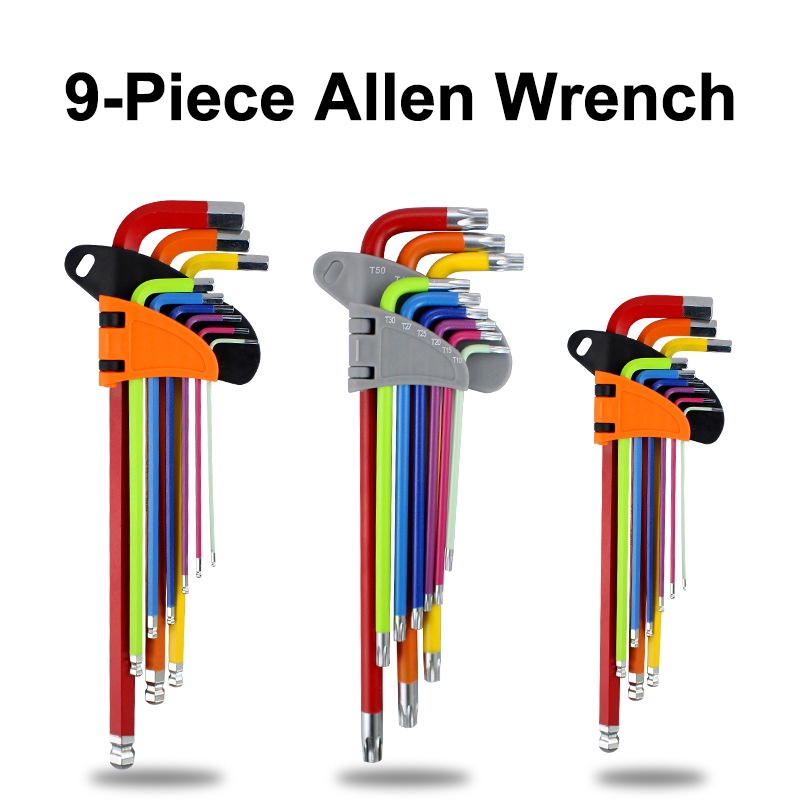 9 Pcs Allen Key Set Ball End Torx Star Keys L-Type Allen Wrench Inner ...