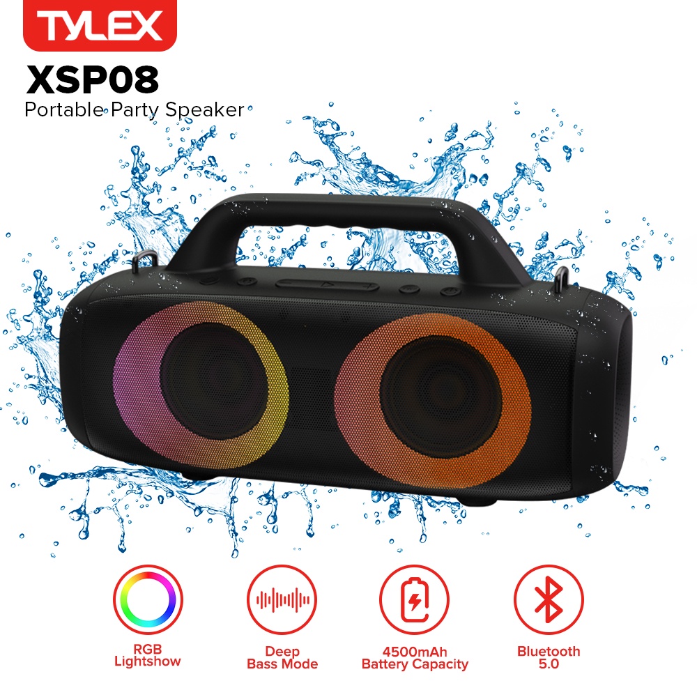 TYLEX XSP08 Portable Party Speaker Enhance 25W x2 Bluetooth Sound Bass ...