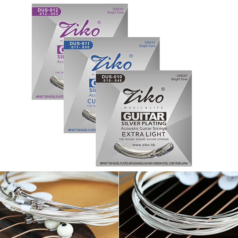 ZIKO DUS Series Acoustic Guitar Strings 010-048 011-052 012-053 Inch ...