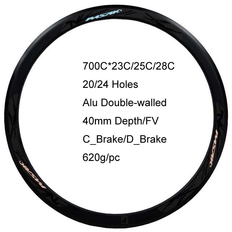 Pasak 700C Road Bike Rims Clincher 40mm Depth 20 24 Holes Disc Brake ...