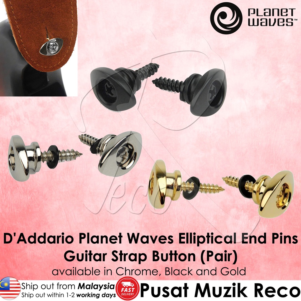 D'Addario Planet Waves Elliptical End Pins Guitar Safety Strap Button ...