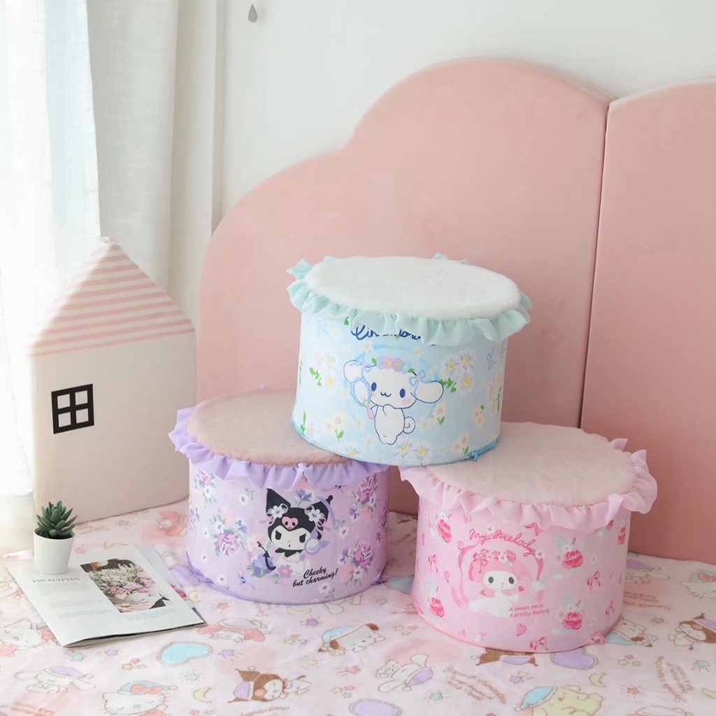Kawaii Cute Sanrio Stool Kuromi Cinnamoroll Melody Round Low Stool Shoe ...