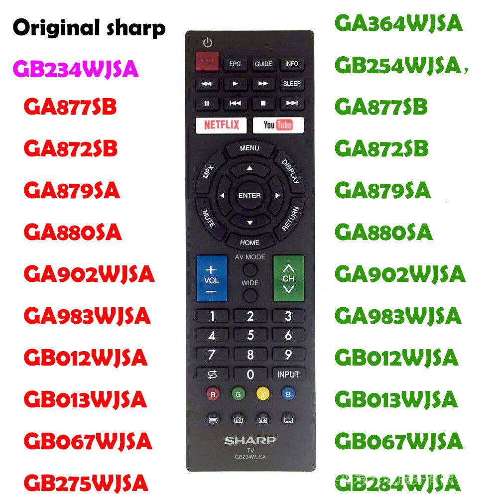 new sharp LCD LED SMART TV remote control GB234WJSA Compatible GA877SB ...