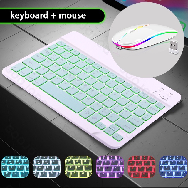 GOOJODOQ with Backlight Wireless Bluetooth Keyboard and Mouse Set Mini ...
