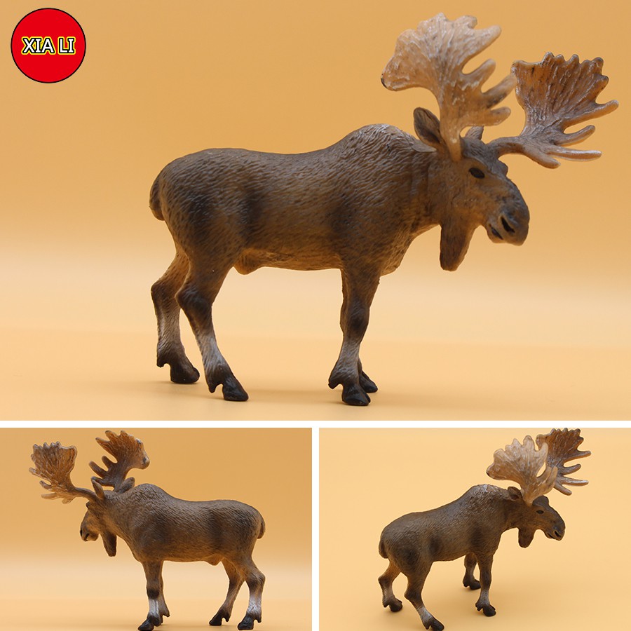 【Spot】Solid Simulation Zoo World Wild Animal Male Moose Model Figurine ...