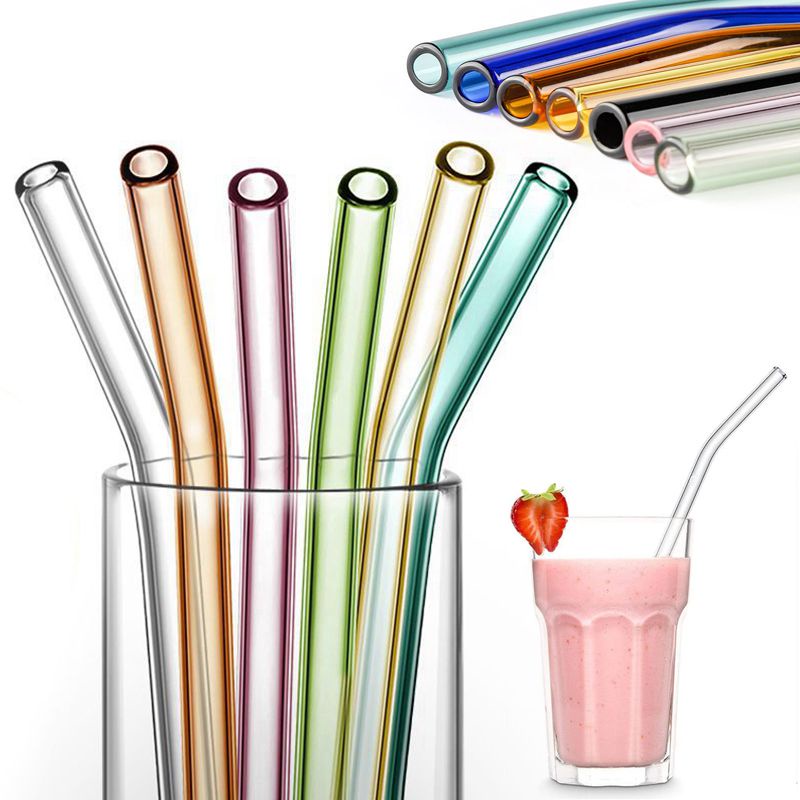 Colorful Glass Straws Reusable Drinking Straw Eco-friendly High ...