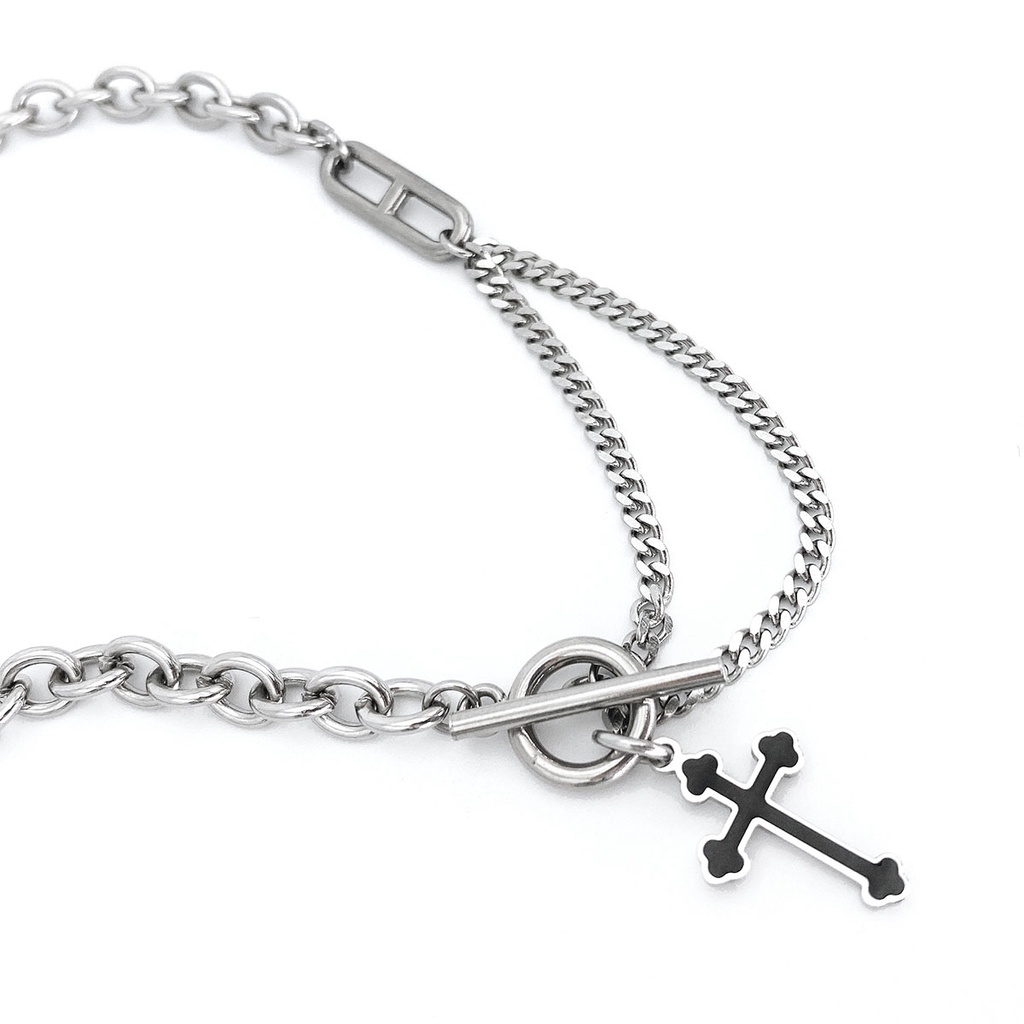 🇰🇷byyum🇰🇷 Handmade products in Korea [Cross Surgical Chain Layered ...