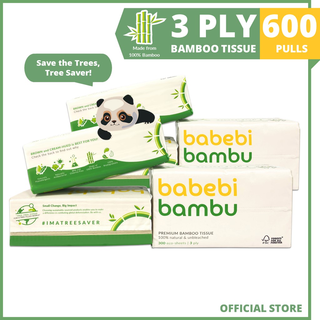 NEW! BabebiBambu Premium Bamboo Tissue Soft Pack F6 - 6 pack x 300 ...