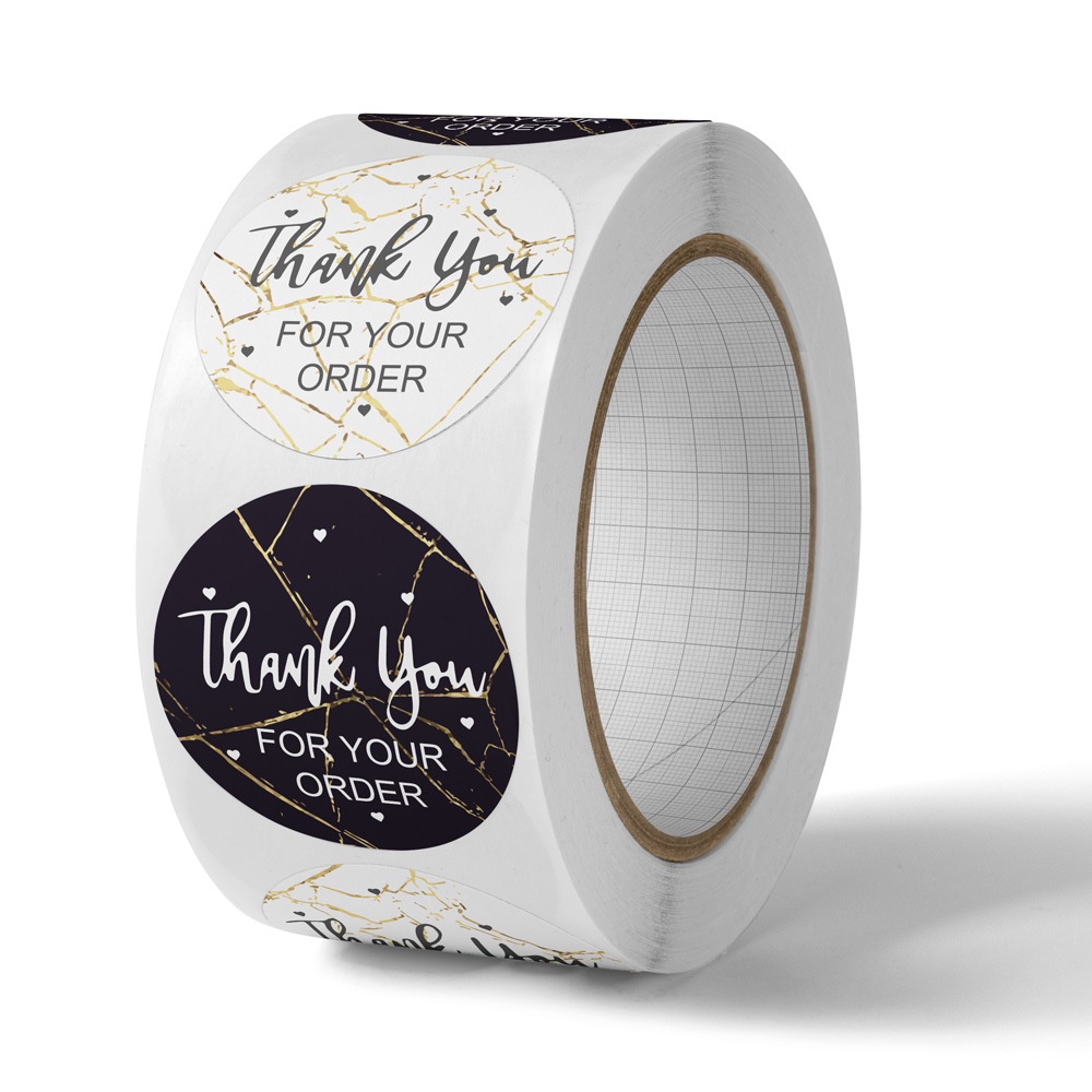 500Pcs/roll White Sticker Black "Thank You For Your Order" Envelope ...