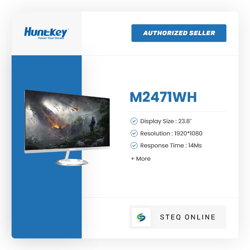 STEQ HUNTKEY M2471WH 23.8 MONITOR DIAGONAL WHITE LED-BACKLIGHT | Shopee ...