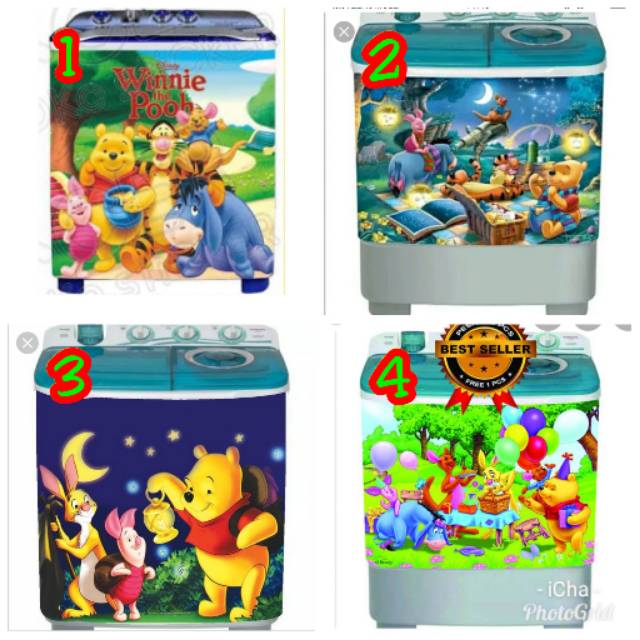 MESIN Full body washing machine sticker with winnie the pooh motif ...
