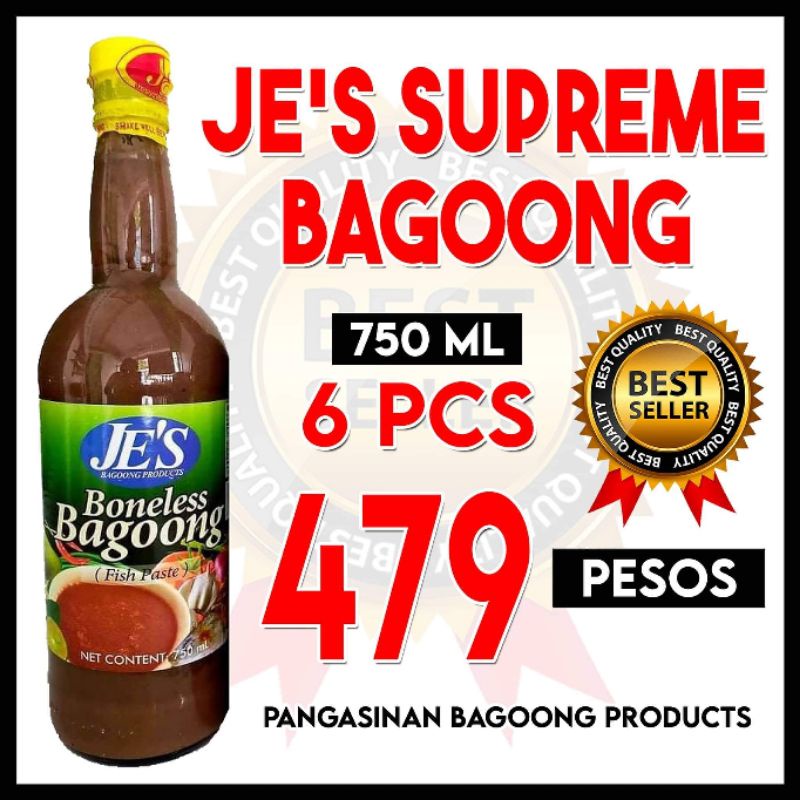 JE'S Supreme Boneless Bagoong Pure ISDA (Bundles of 6Pcs) | Shopee Philippines