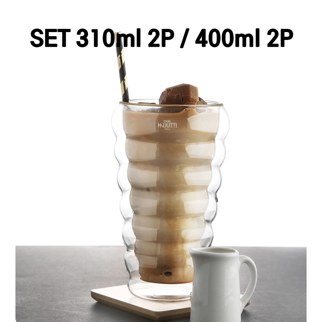 [kasamuutti] Glass Cup Double Layer Glass cup Set Double Wall Insulated Glass Cup kitchenware ...