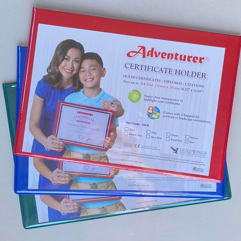 Adventurer/ Joy Certificate Holder Letter, A4 and Long/Legal Size ...
