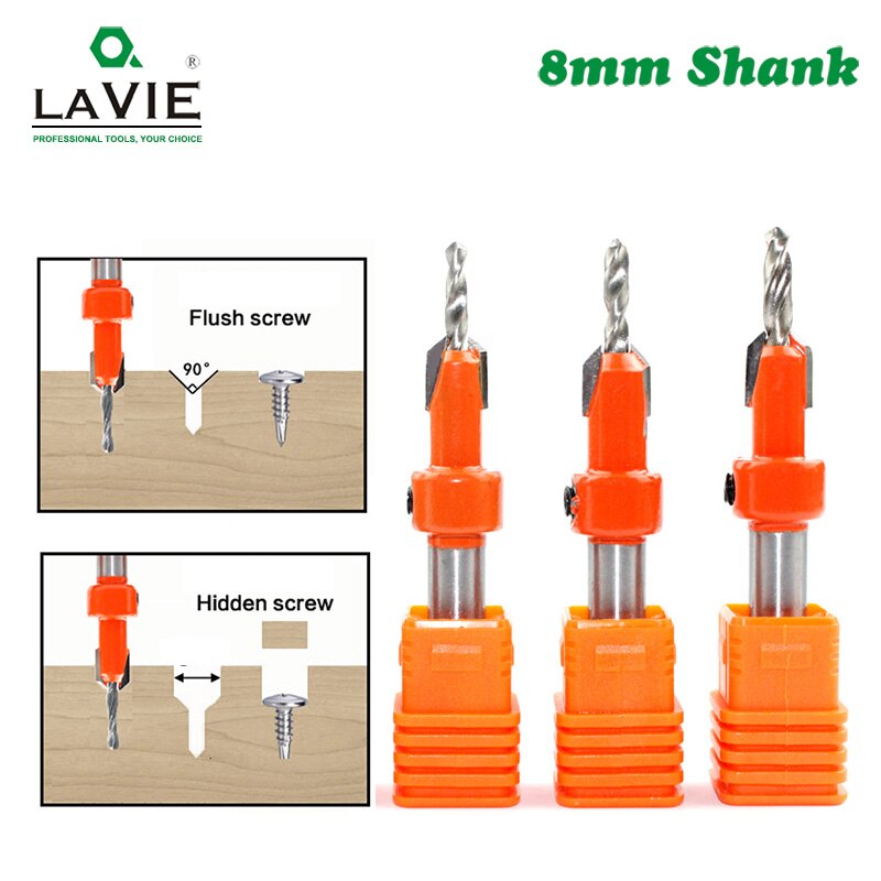 LAVIE 1pc 8mm Shank HSS Woodworking Countersink Router Bit Screw ...