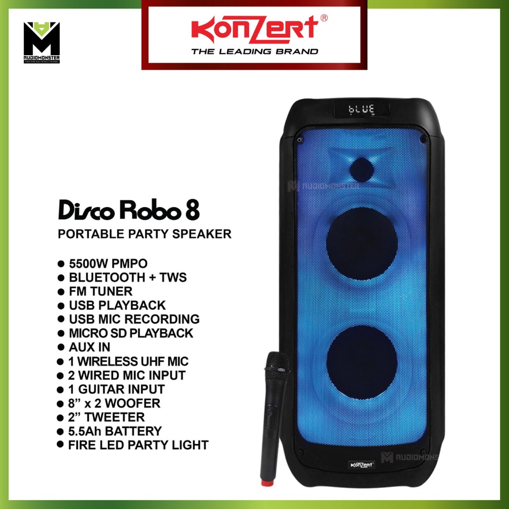 Konzert Disco Robo 8 5500W PMPO Portable Party Speaker | Shopee Philippines