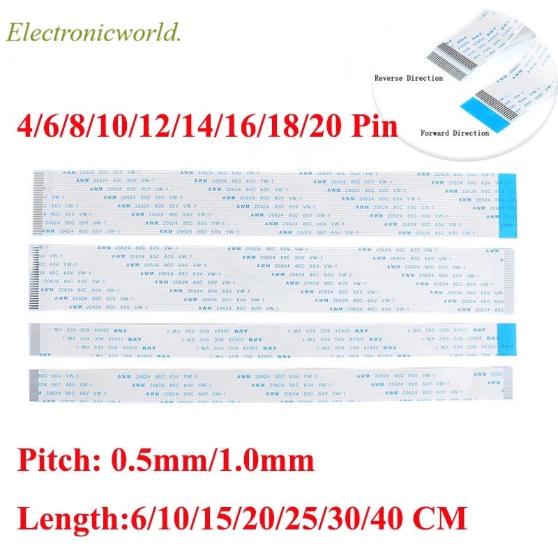 10PCS Flat flexible cable FFC FPC AWM 20624 80C 60V VW-1 FFC-0.5MM 1 ...